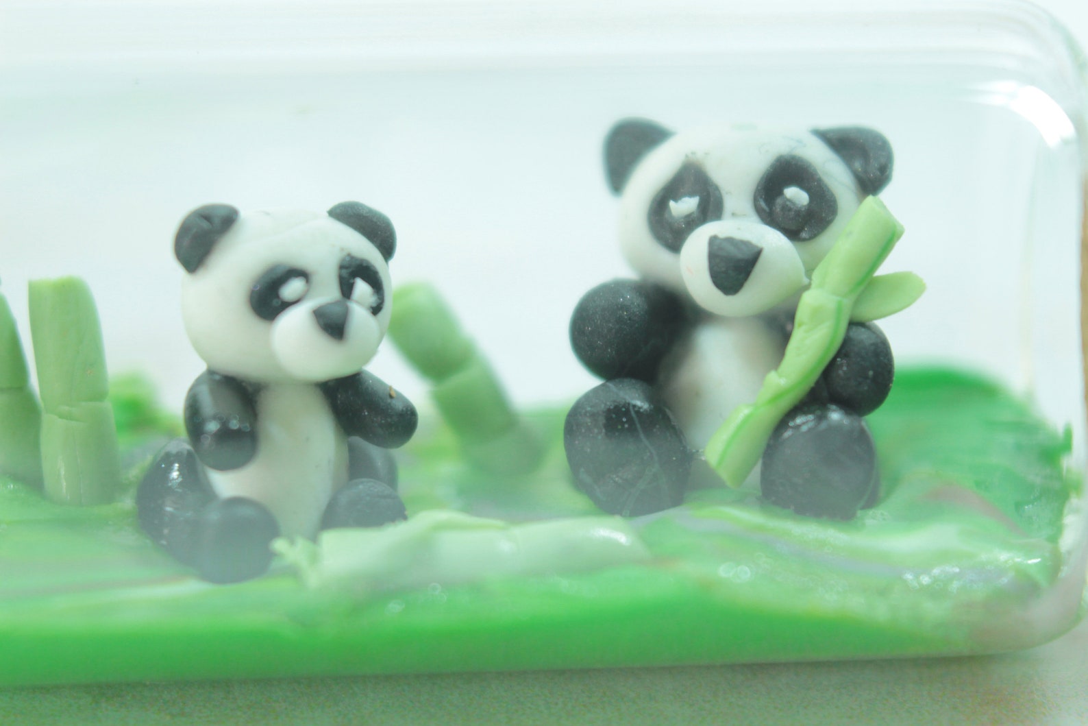 Panda Miniature bottle polymer clay bamboo decoration present | Etsy