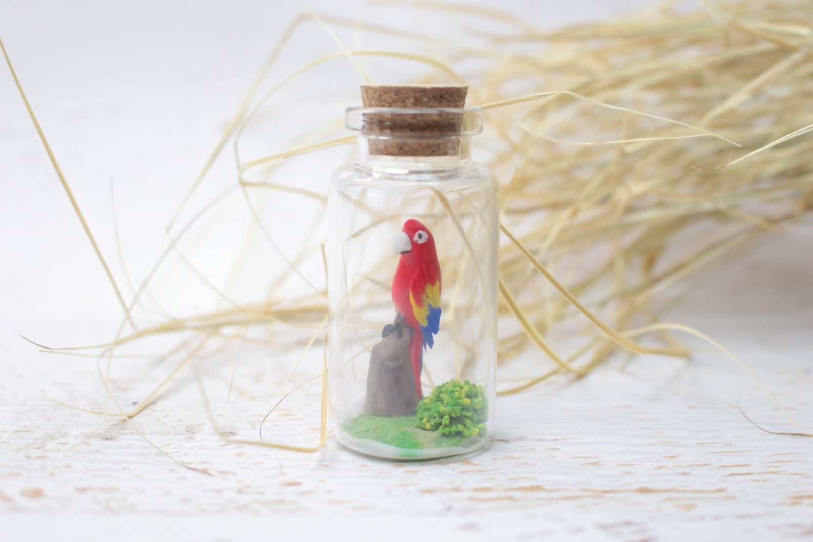 Parrot 6 Cm Bottle, Parrot Miniature, Parrot Decoration, Bird in Bottle ...