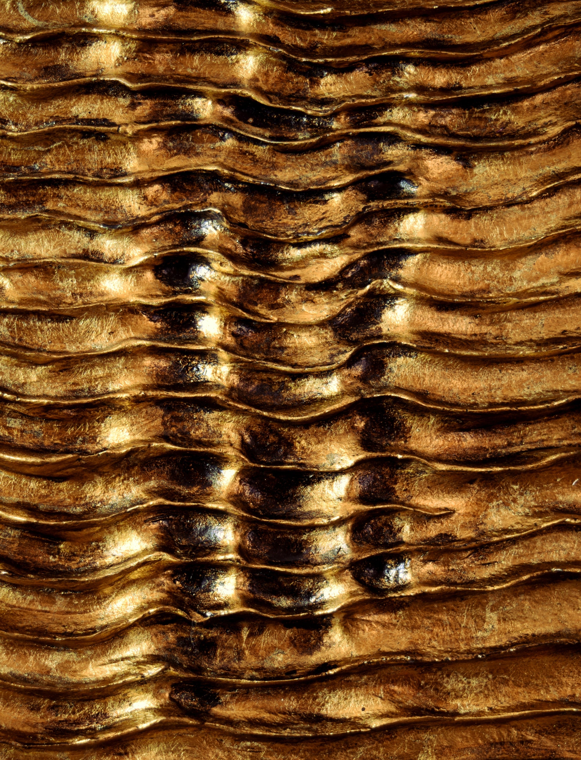 Gold Wall Art | Textured Wall Sculpture | Aged Gold Leaf 3D Wall Art ...