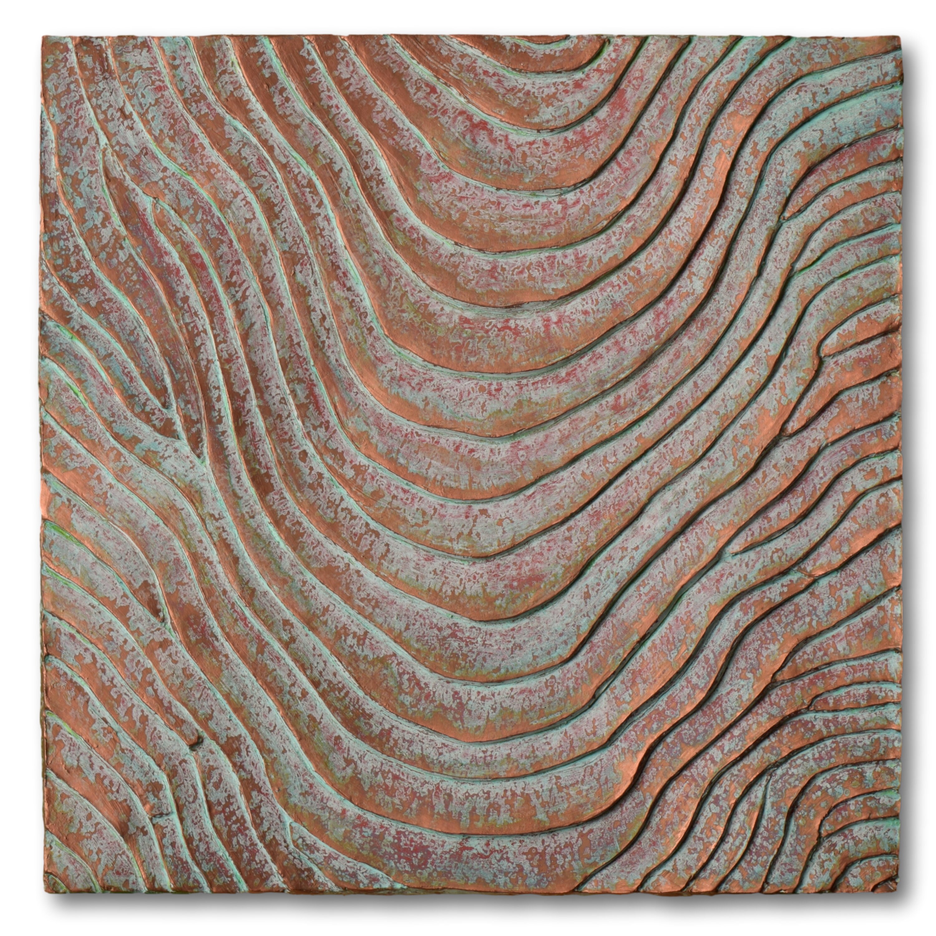 Copper Patina Triptych Wall Sculpture | Organic Texture Wall Art ...