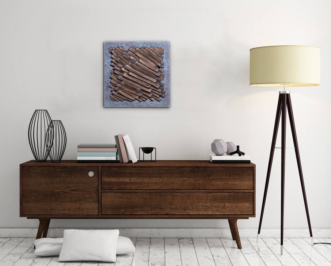 Bronze Coated Wall Sculpture | Square 3D Wall Art | Bronze Wall Decor ...