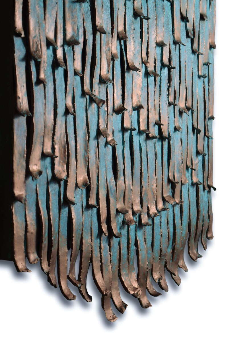 Dimensional Large Wall Sculpture | Copper Patina Wall Art | Large 3D ...