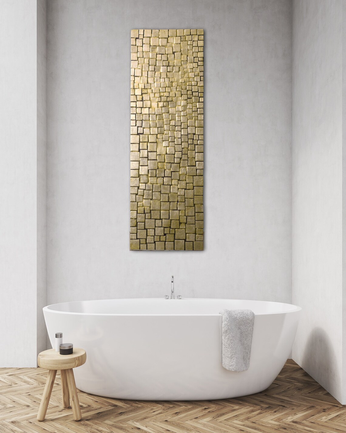 Geometric Pattern Wall Art Pale Gold Metal Leaf Gilded Wall - Etsy