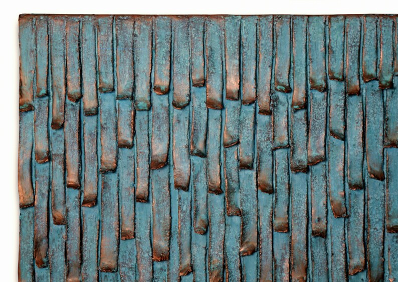 Dimensional Large Wall Sculpture | Copper Patina Wall Art | Large 3D ...