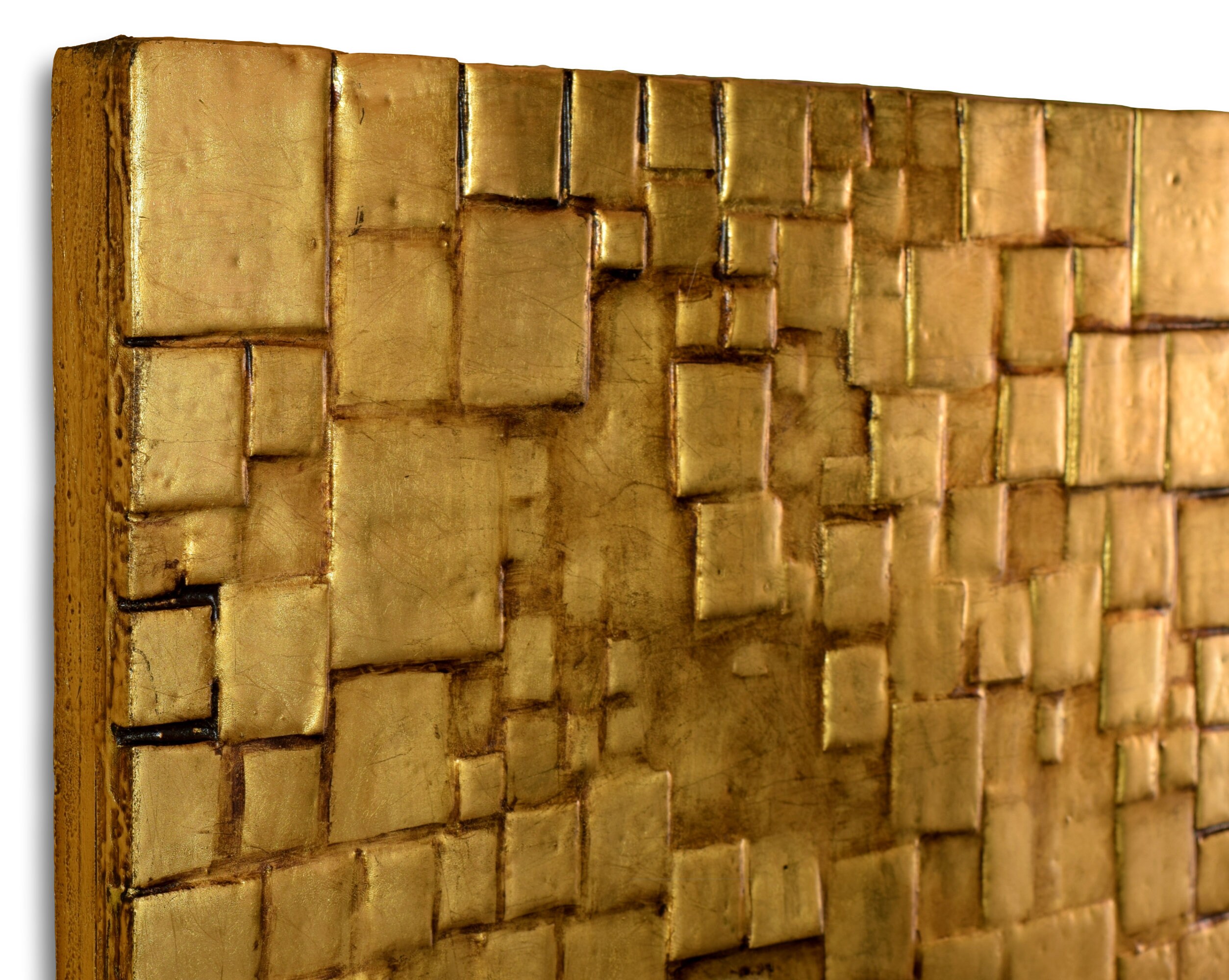 Gold Geometric Wall Art Large Textured Gold Wall Sculpture 3D Metal ...