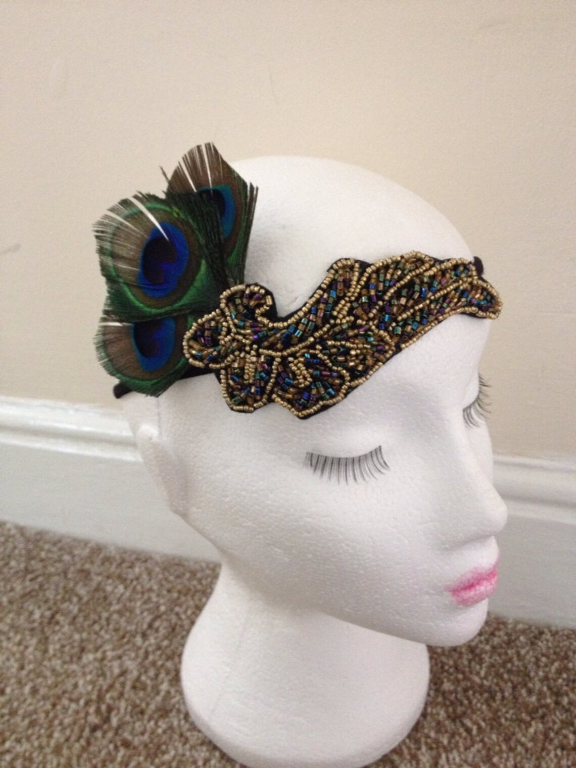 Flapper 1920s Flapper Peacock Feather Headband Fascinator Gatsby ...