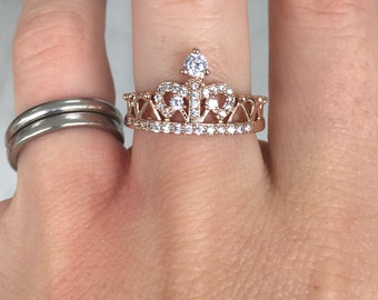 Rose Gold Crown Ring | Etsy