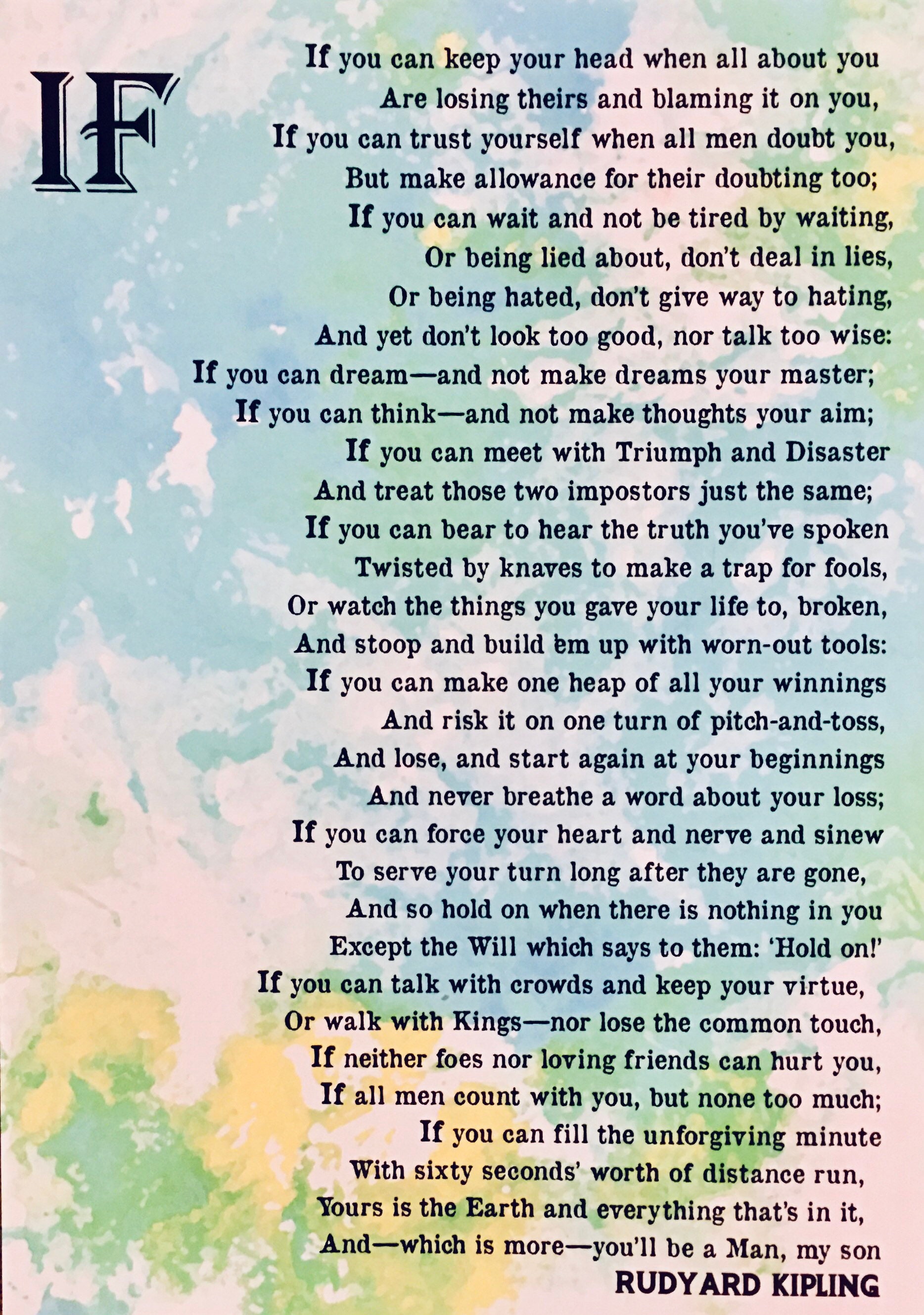 If Inspirational Poem by Rudyard Kipling Unframed Digital - Etsy