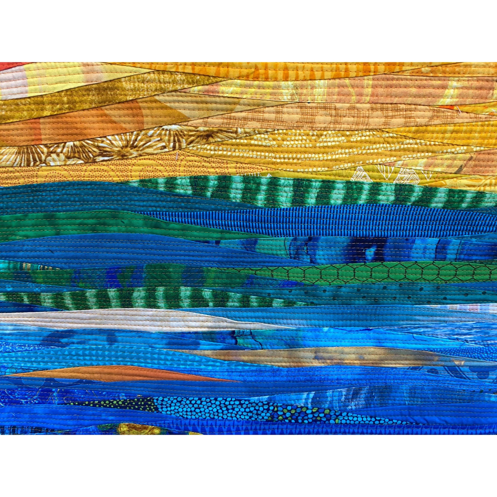 Bright Morning--original Art Quilt With Sun Against Blue Sky. 40 by 40 ...