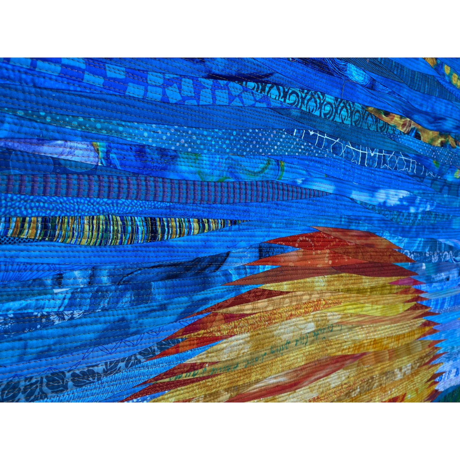 Bright Morning--original Art Quilt With Sun Against Blue Sky. 40 by 40 ...