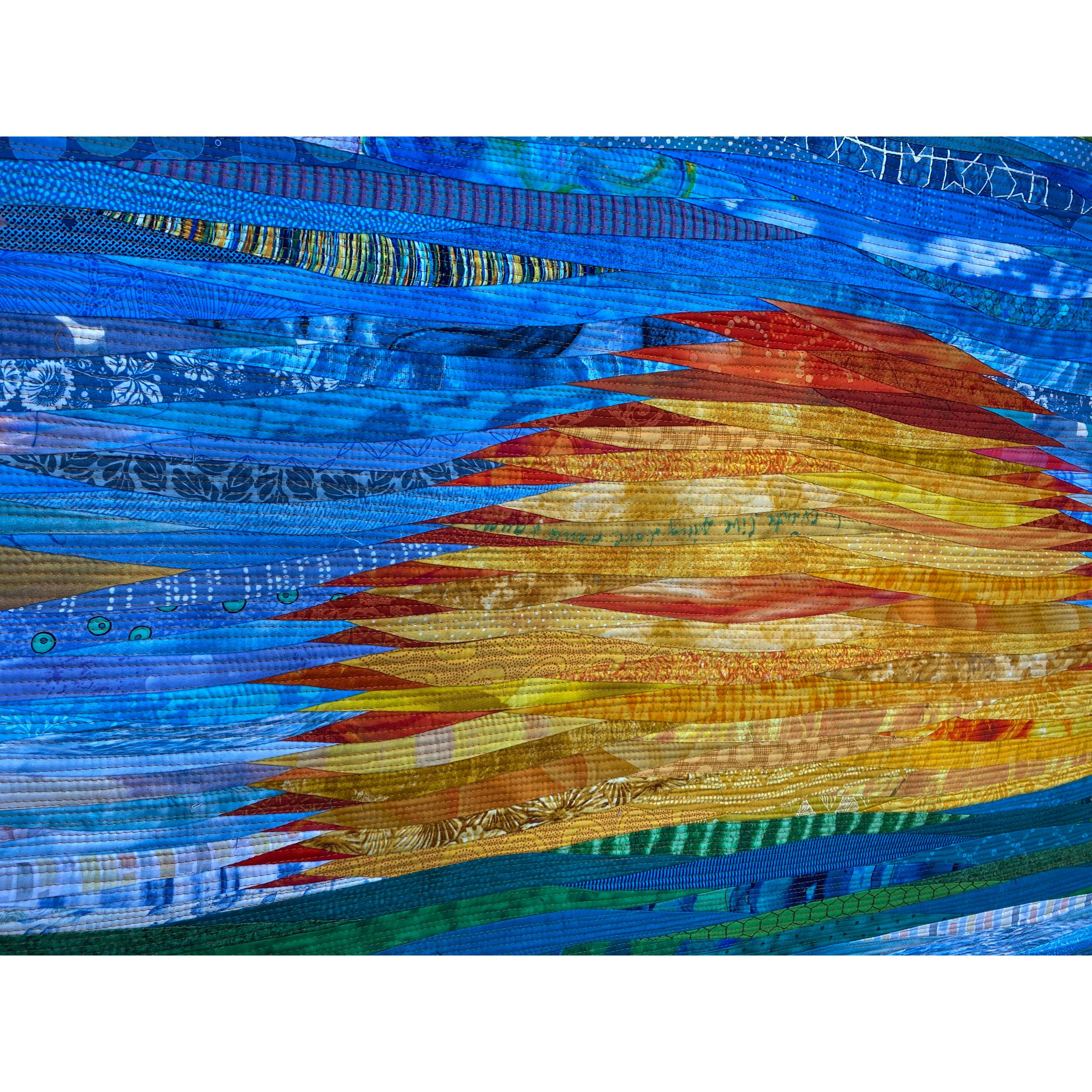 Bright Morning--original Art Quilt With Sun Against Blue Sky. 40 by 40 ...
