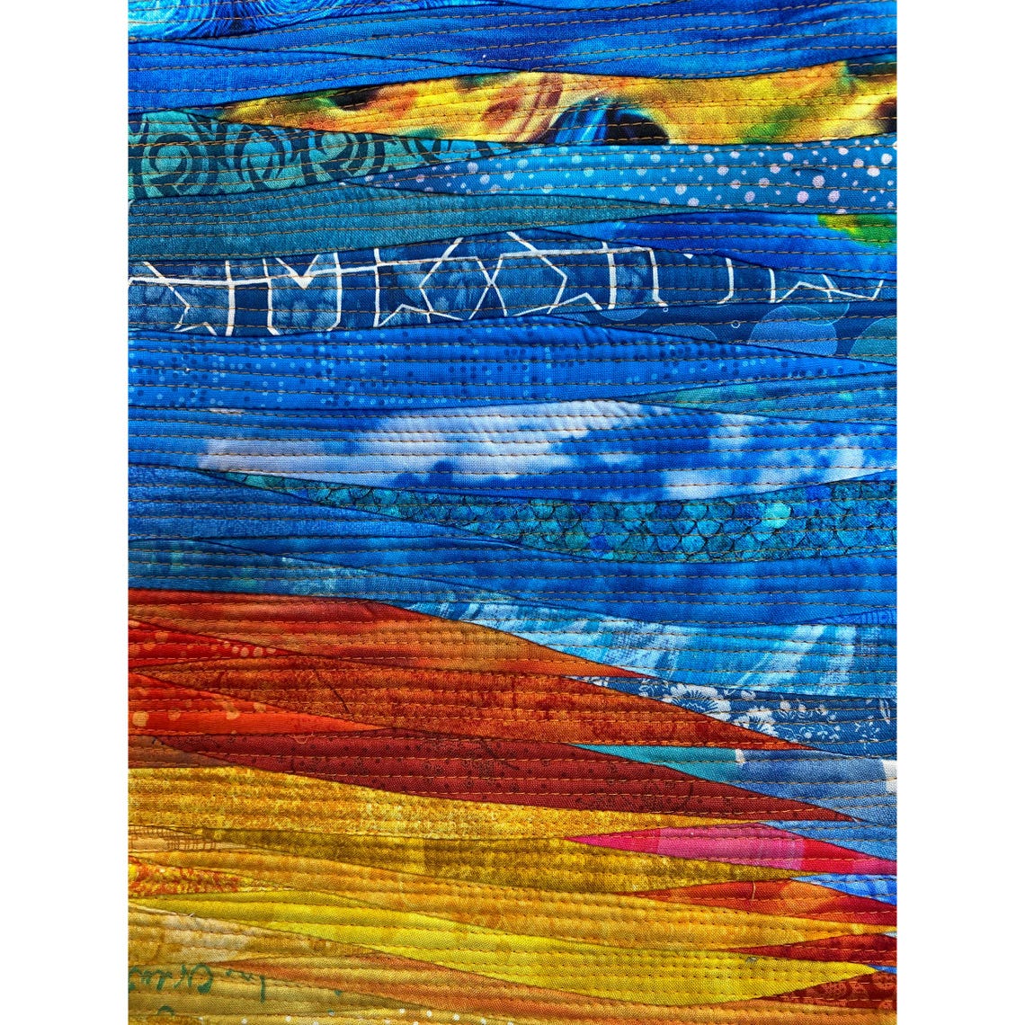 Bright Morning--original Art Quilt With Sun Against Blue Sky. 40 by 40 ...