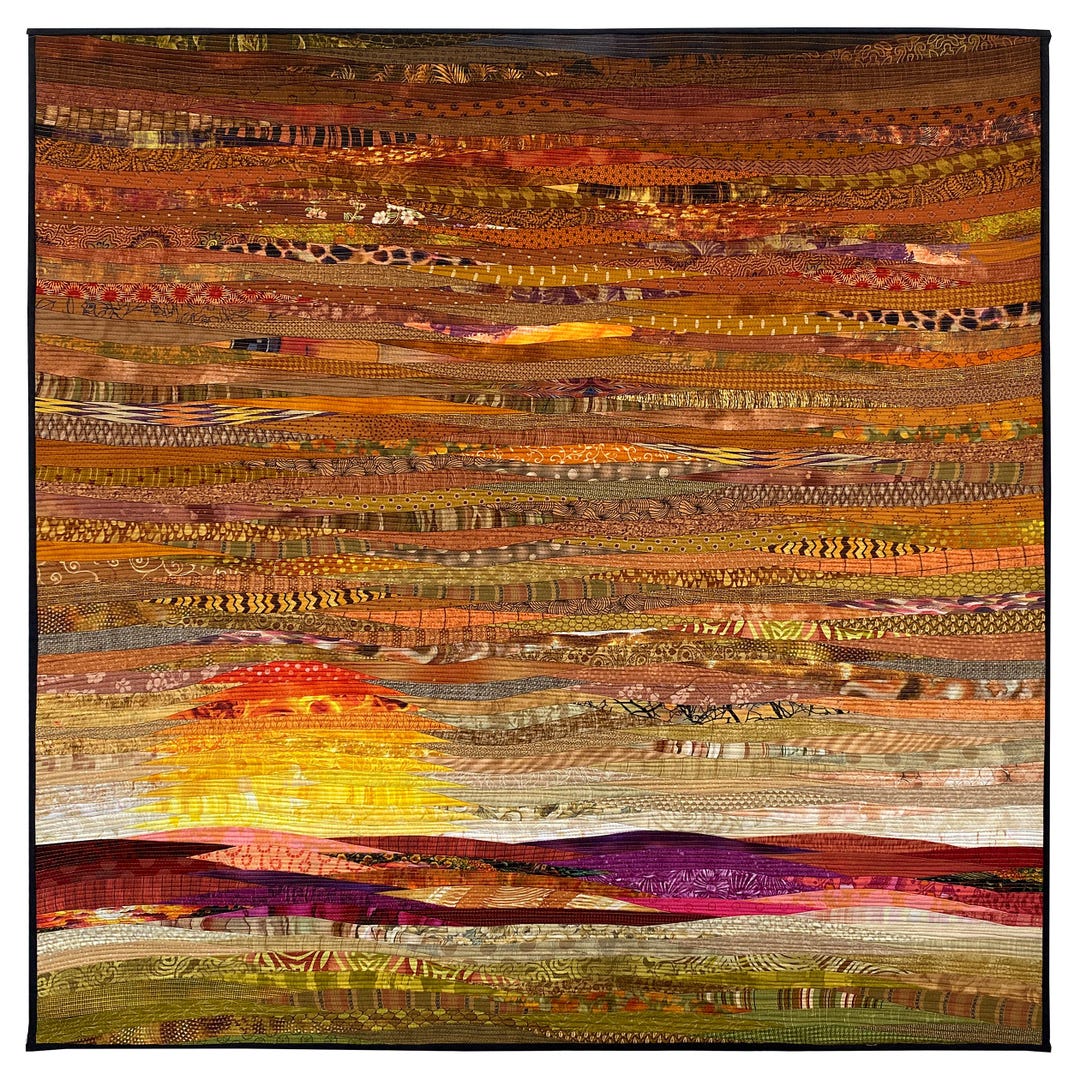Original Art Quilt: Autumn Landscape, Hand-sewn Binding (42x42 Inches ...