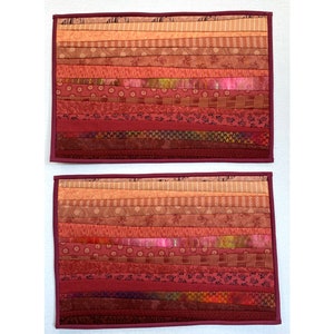TWO Quilted Placemats in Rust Red. Handmade Mats for the Table - Etsy