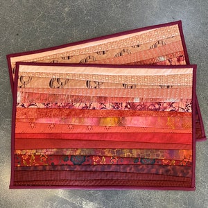 TWO Quilted Placemats in Rust Red. Handmade Mats for the Table and They ...
