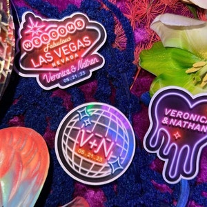 Wedding Stickers, Disco Retro Vegas, Customizable Party Favors - Etsy