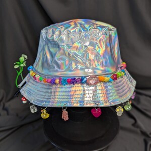 Silver and Rainbow Festival Holographic Charm Bucket Hat With Sprout ...