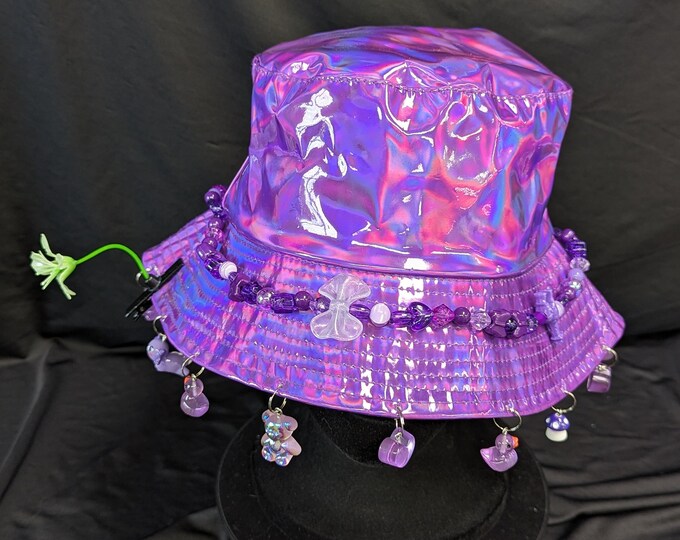 Purple Festival Holographic Charm Bucket Hat With Sprout Clip (19) - Etsy