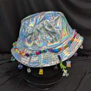 Silver and Rainbow Festival Holographic Charm Bucket Hat With Sprout ...