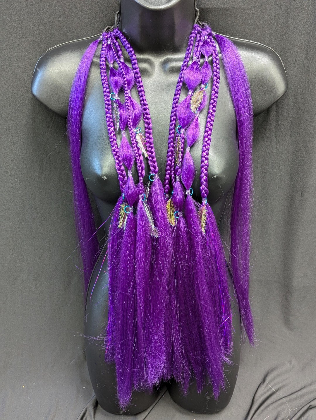 Purple Festival Braided Hair Extensions With Holographic Purple Hair ...