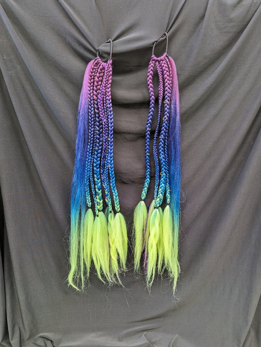 Purple, Blue, and Green Ombre Festival Braided Hair Extensions With ...