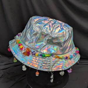 Silver and Rainbow Festival Holographic Charm Bucket Hat With Sprout ...