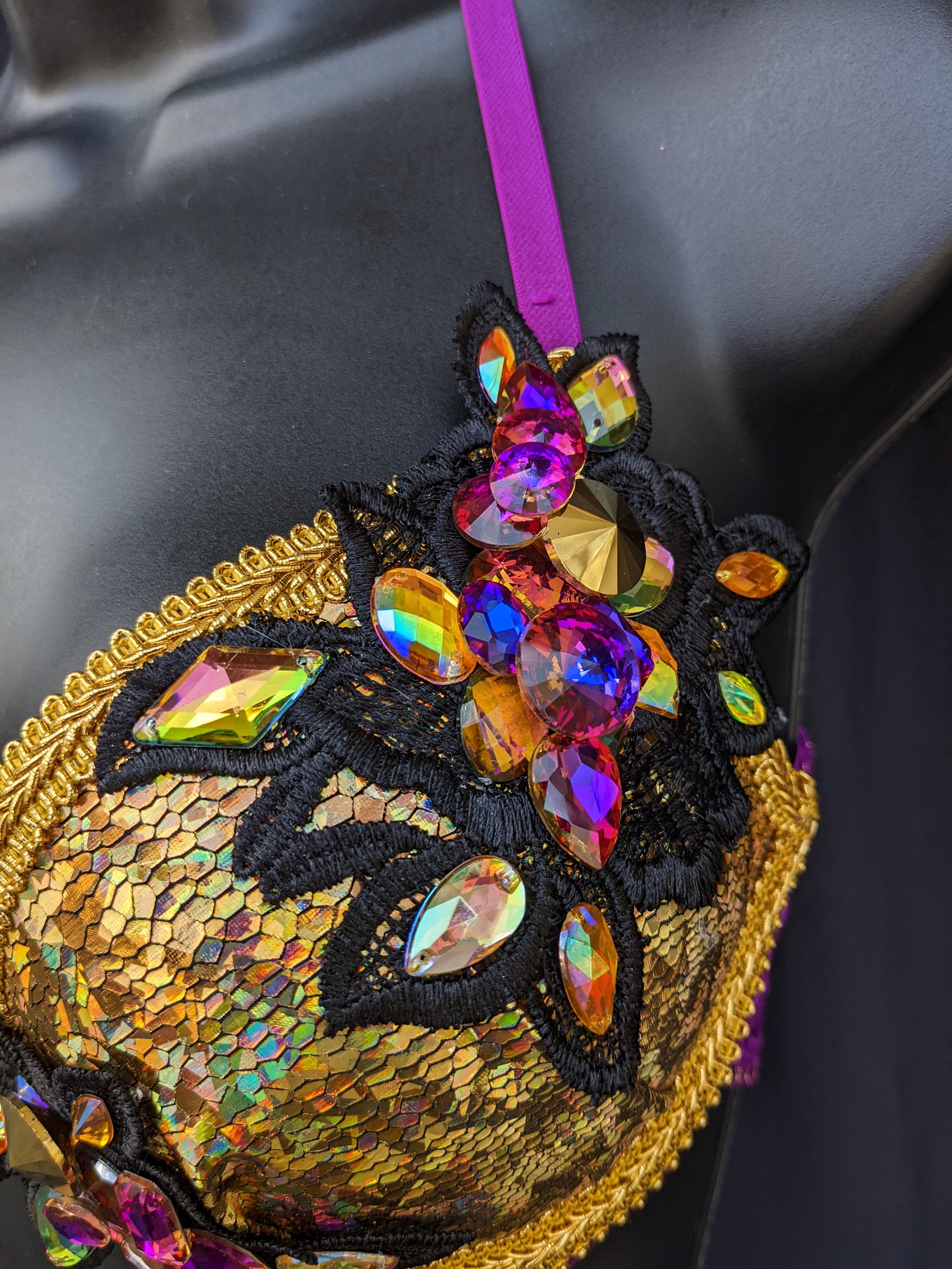 Gold and Purple Festival Bra - 34B Rhinestones and Appliques - Etsy