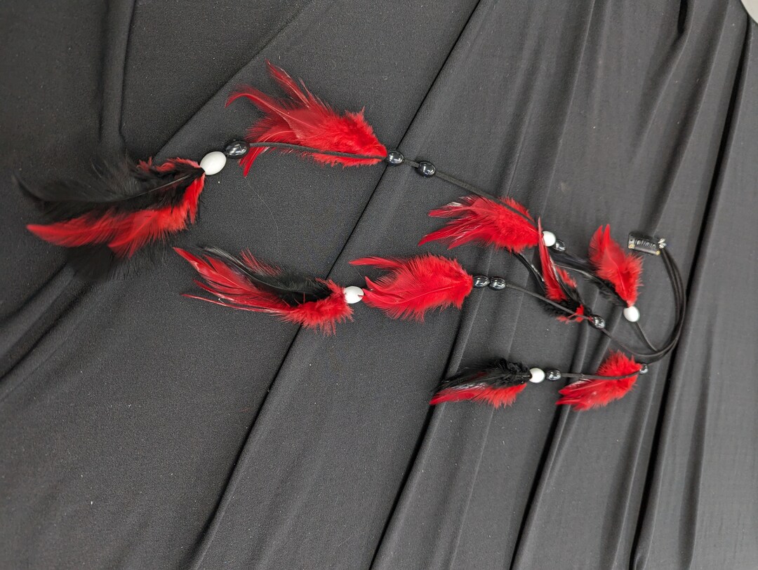 25 Extra Long Red White Black Feather Suede Boho Hair Clip - Etsy