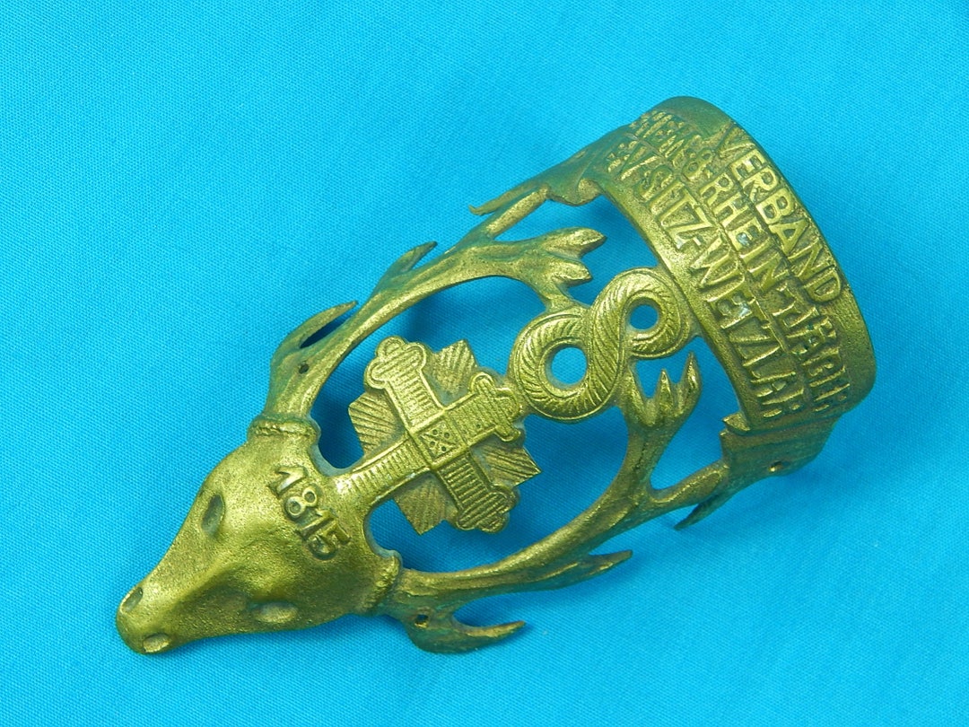 Antique Old German Germany WW1 8 Jager Regiment Flag Pole Plaque Badge ...