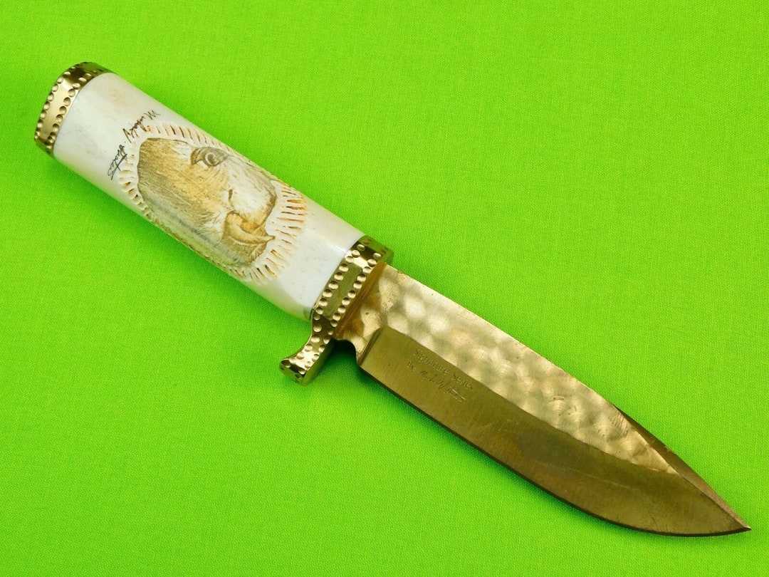 Custom Michael Prater Signature Series Buffalo Scrimshaw Bowie Hunting ...
