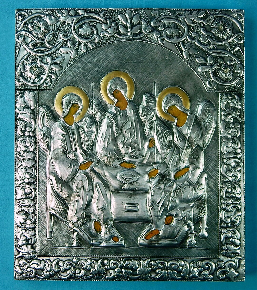 1992 Russian Greek Orthodox Christianity HOLY TRINITY Large Wall Icon ...