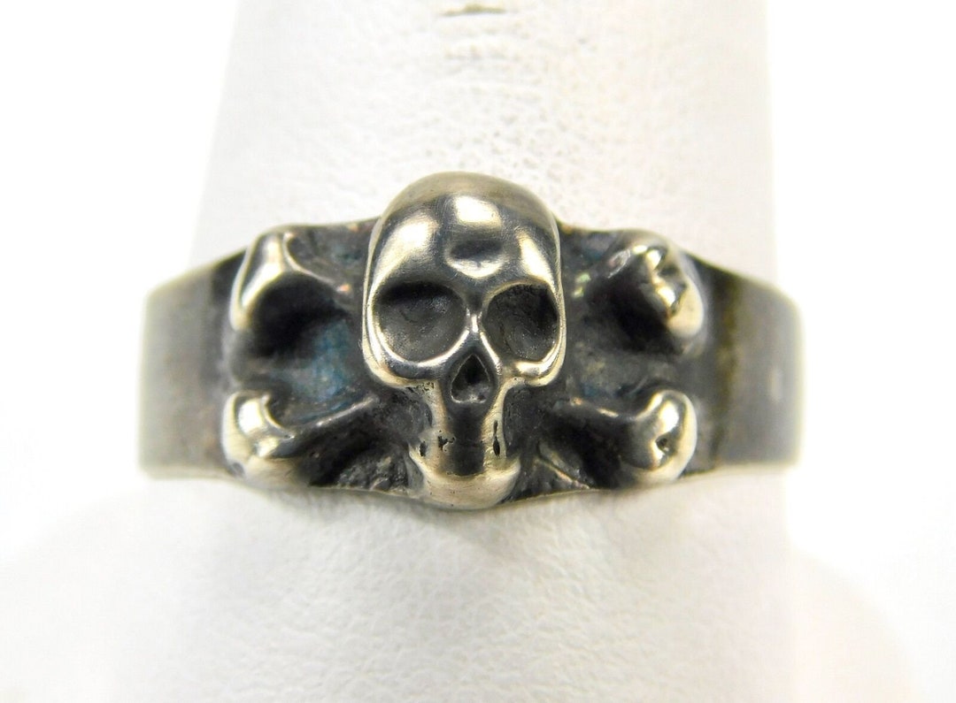 German Germany Antique WW1 Sterling Silver 800 Skull & Bones Ring ...
