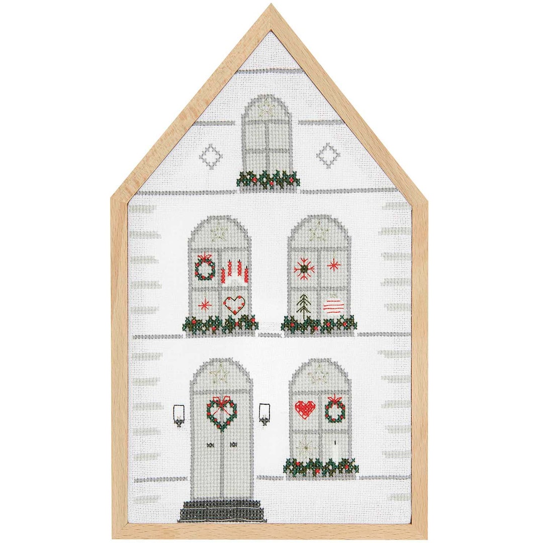 RICO Design Embroidery Kit Christmas House Cross Stitch Complete Kit ...