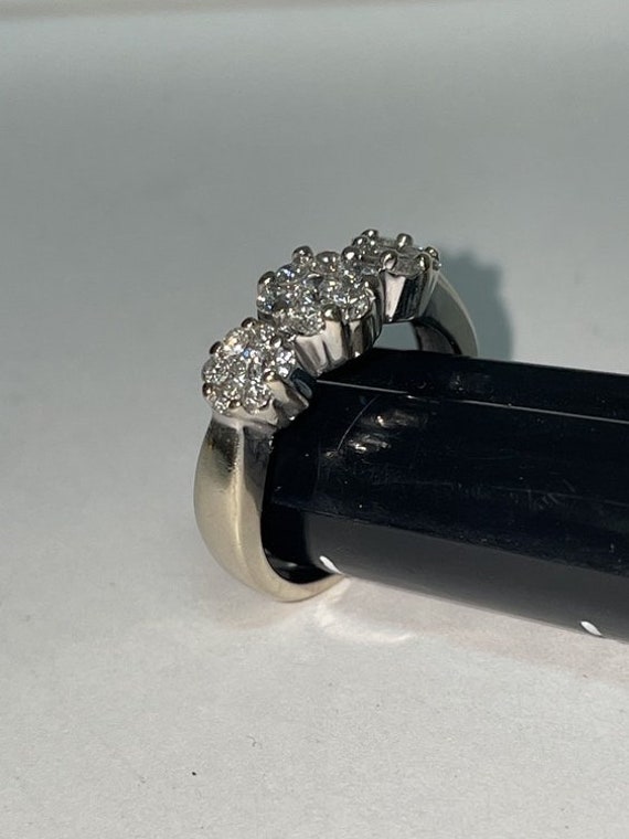 Solid Stamped 14K White Gold Natural Diamond Cluster … - Gem