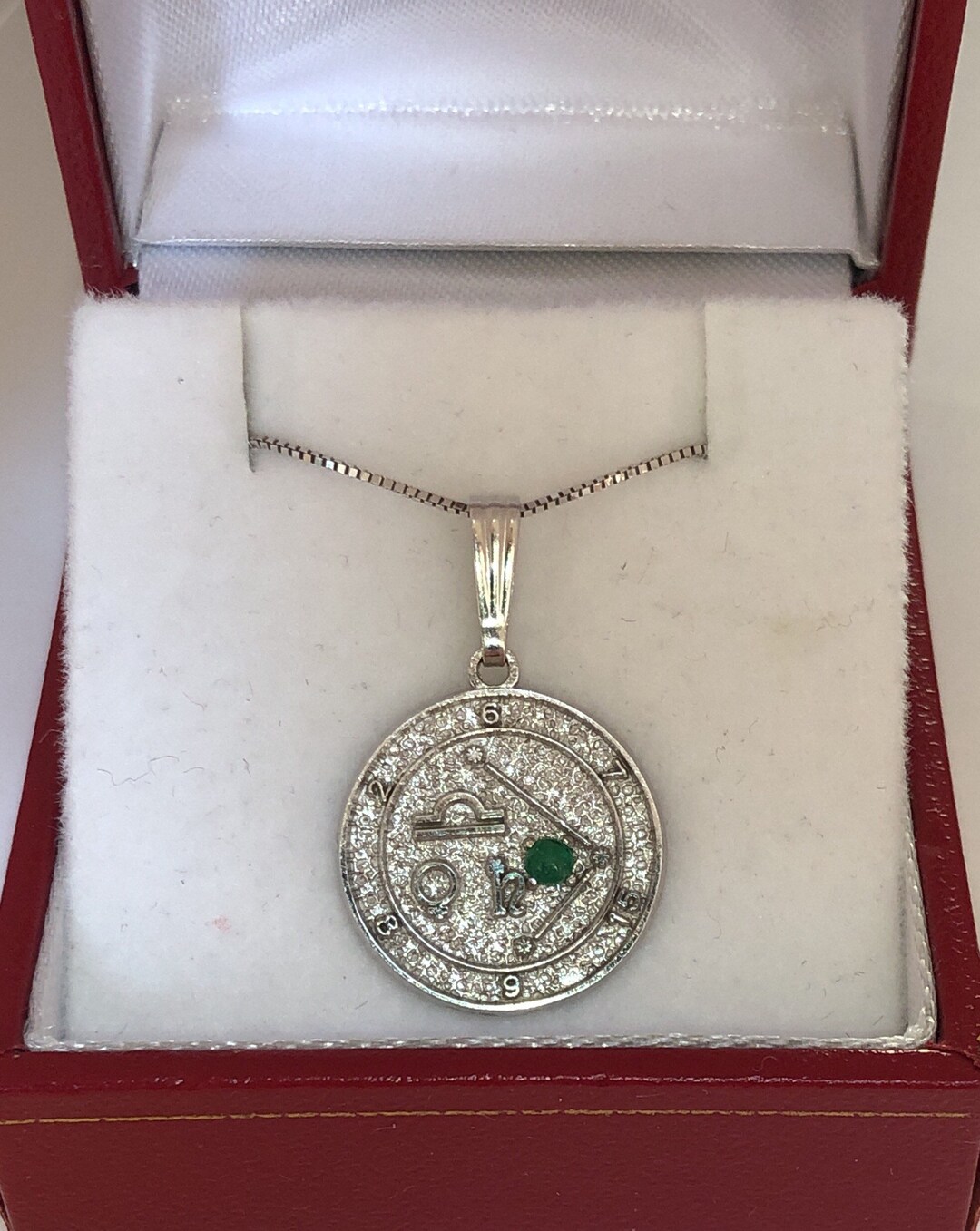 Solid 14K Libra Zodiac White Gold Astrology Talisman Charm Pendant ...