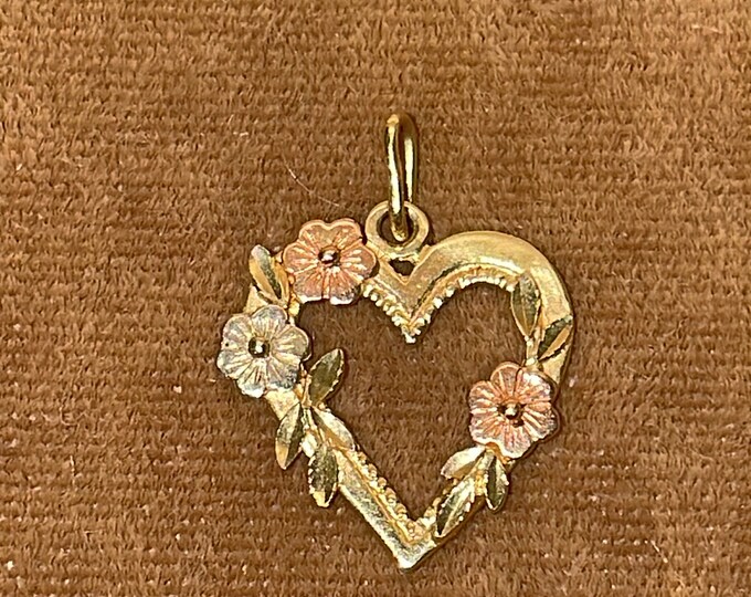 Solid Stamped 14K Yellow White Rose Gold Heart Pendant Charm for ...