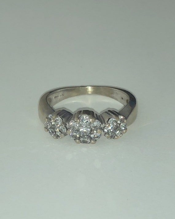 Solid Stamped 14K White Gold Natural Diamond Cluster … - Gem