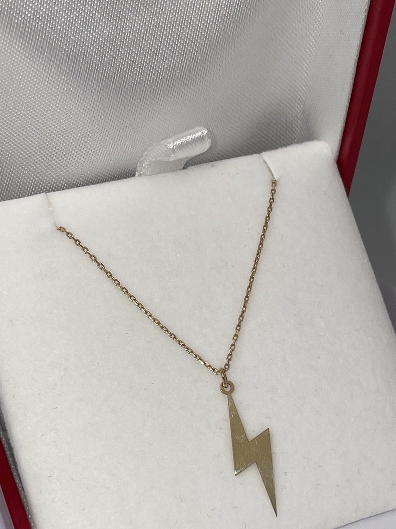 Solid Stamped 10K Yellow Gold Lightning Bolt Pendant Necklace not 14K ...