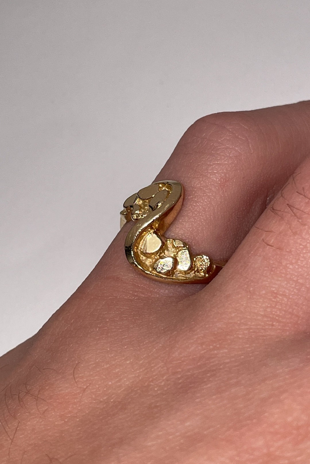 Solid 14K Yellow Gold Custom Nugget Swirl Ring Vintage Estate - Etsy