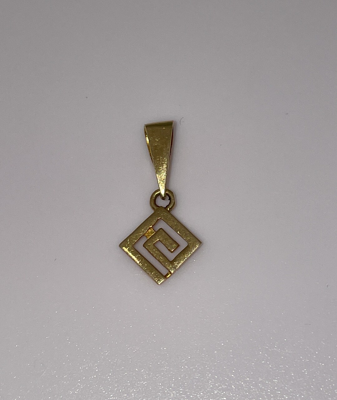 Solid 14K Yellow Gold Greek Key Pendant Charm Greece 585 for Necklace ...