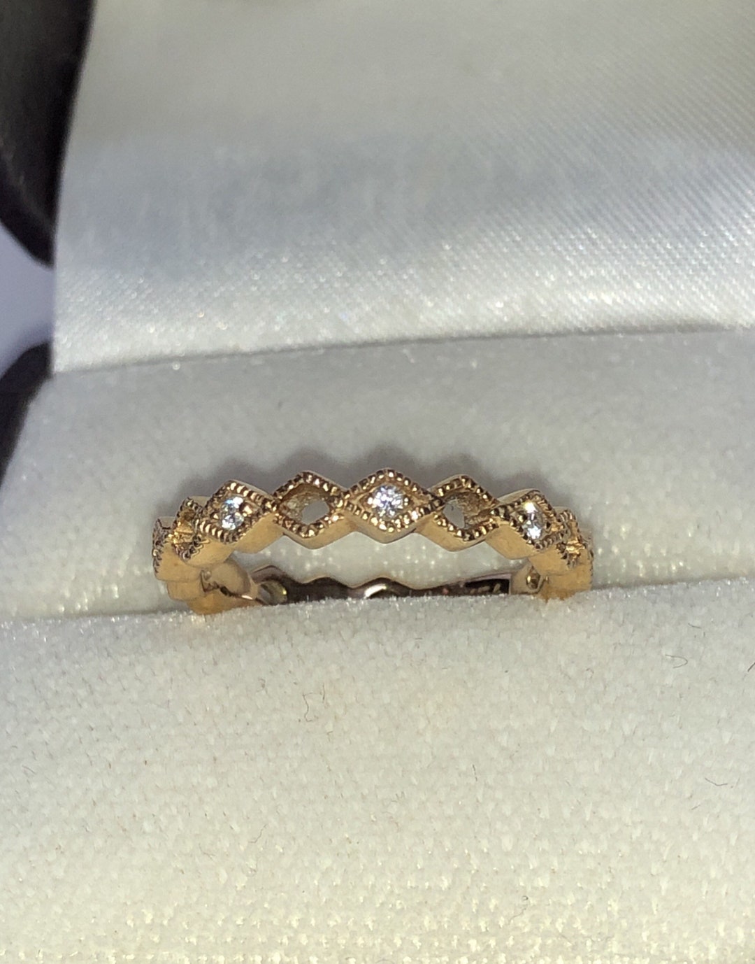 Solid Stamped 14K Yellow Gold Natural Diamond Alternating Pattern ...