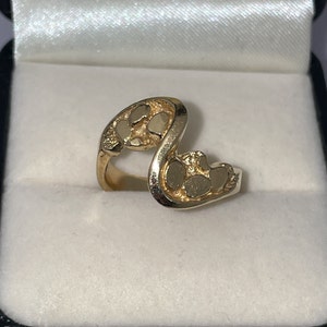 Solid 14K Yellow Gold Custom Nugget Swirl Ring Vintage Estate - Etsy
