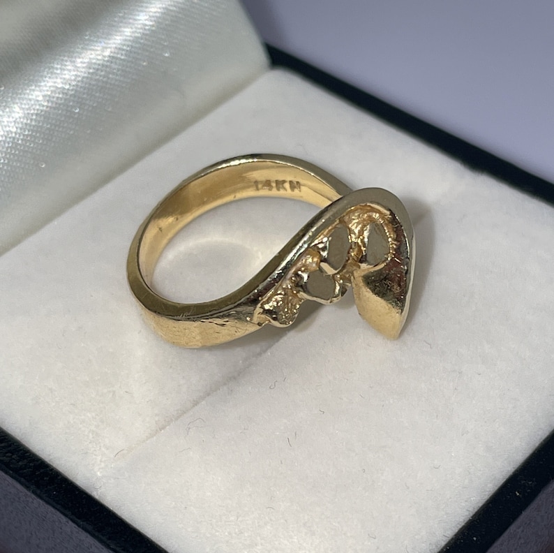 Solid 14K Yellow Gold Custom Nugget Swirl Ring Vintage Estate - Etsy