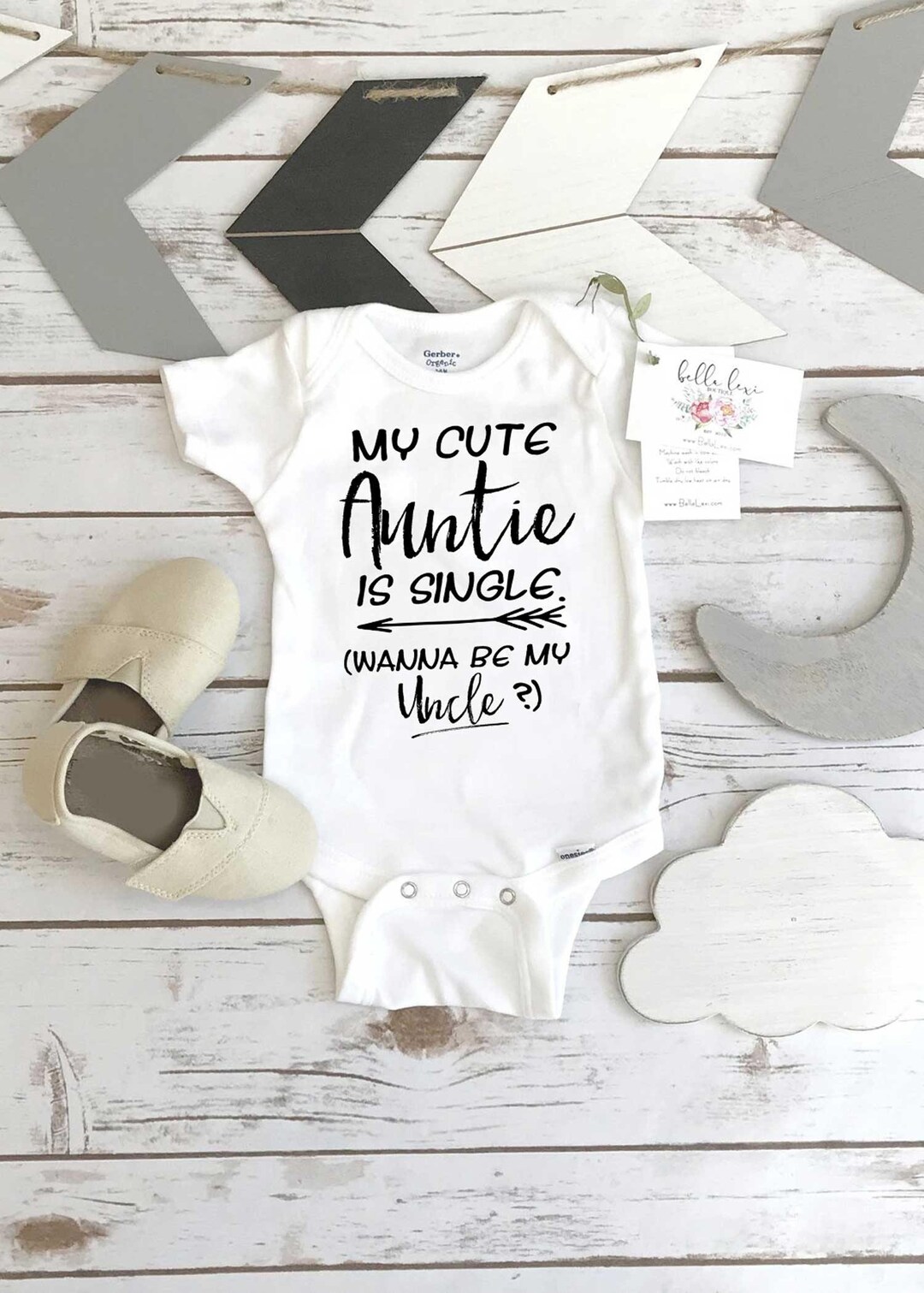Auntie Onesie, My Cute Auntie is Single, Aunt Gift, Aunt Baby Bodysuit ...