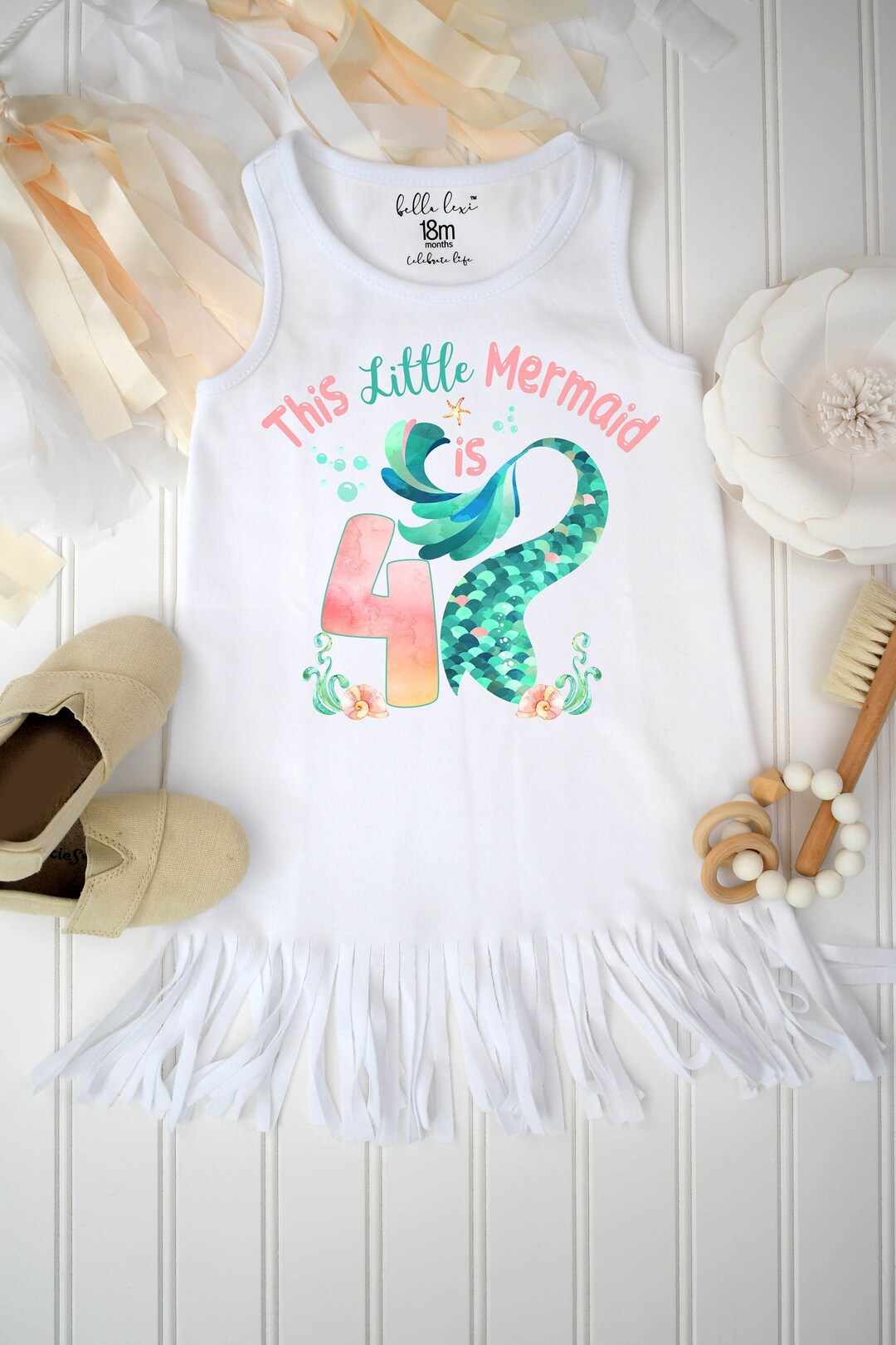 Mermaid Birthday, Fourth Birthday, This Little Mermaid is 4, 4th ...