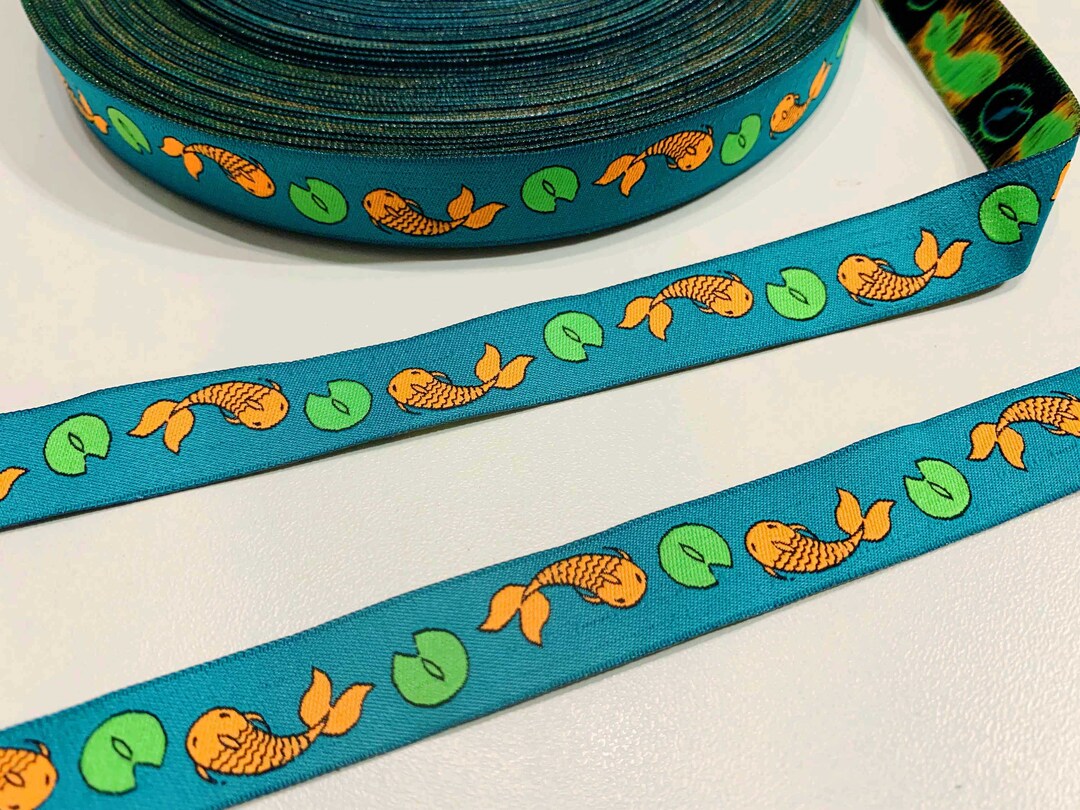 Web Ribbon Koi Fish Petrol Orange From 1 M - Etsy