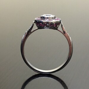 Art Deco Platinum Halo Ruby Diamond Engagement Ring - Platinum Art Deco ...