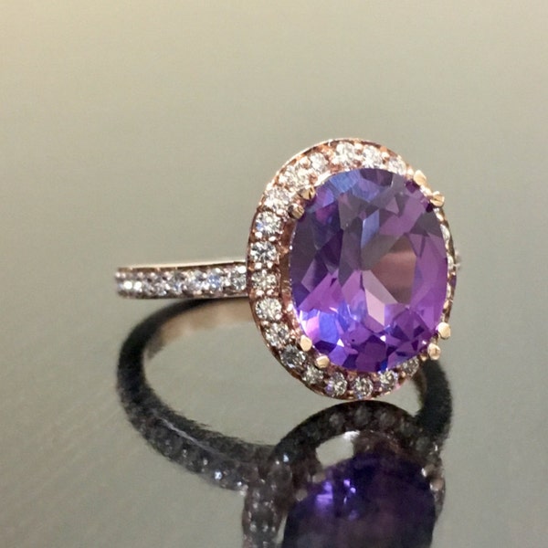 Rose Gold Amethyst Engagement Ring - Etsy