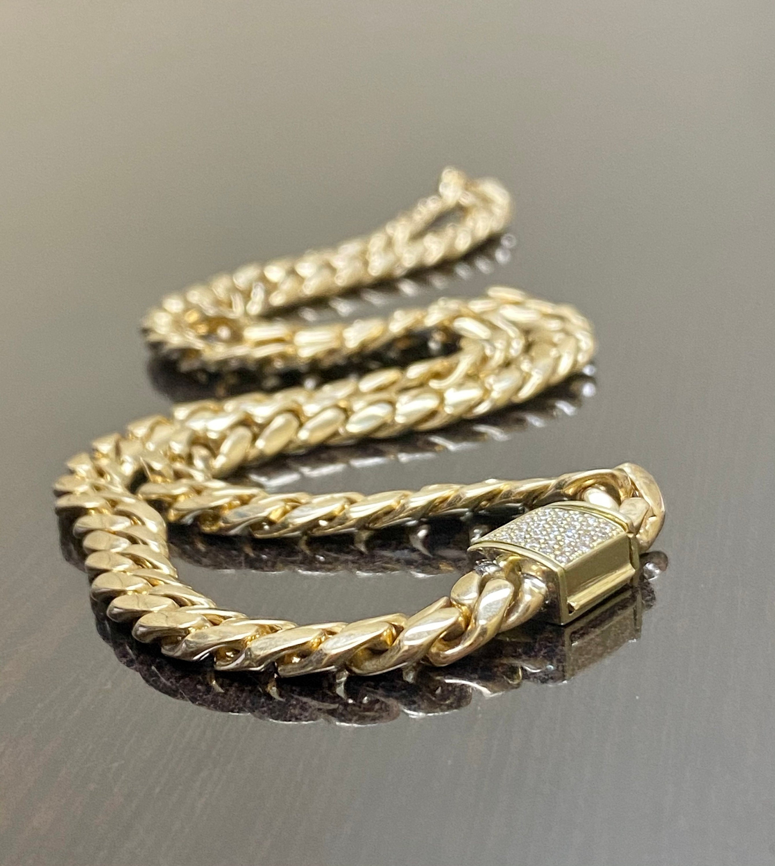 Gold and diamond cuban link chain store