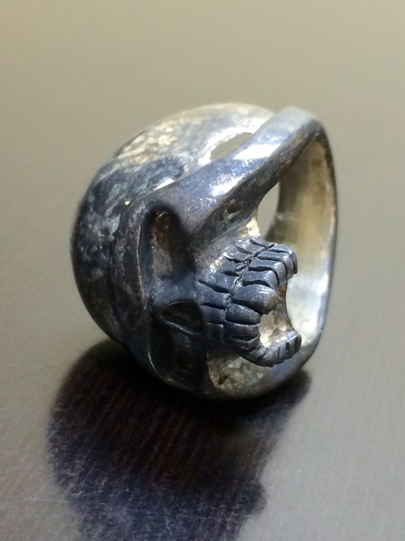 Sterling Silver Handmade Skull Ring Biker Skull Ring - Etsy